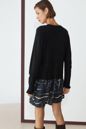 Next Minikleid Lang&auml;rmeliges 2-in-1-Strickjacken-Kleid mit (1-tlg)