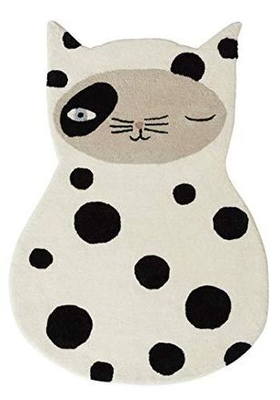 OYOY OYOY Mini Zorro Cat Spielteppich Dekoteppich Teppich Kinderzimmer Motiv Katze 90x63 cm Wolle-Baumwolle-Mix