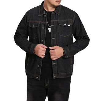 Generic Chamarras Vaqueras Para Hombre Slim Fit Ripped Jean Coat Plus Size Vintage Denim Jacket Cotton Washed Clothes Black XX Large