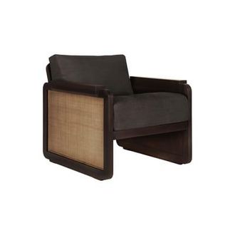 Ethnicraft Fauteuil rembourré Panel - Marron - Tissu lin - Designer Jacques Deneef