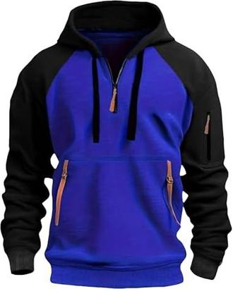 Generic Sweat à capuche zippé pour homme, chandail tactique militaire, pull dhiver à manches longues, poches zippées, style décontracté, tendance, pour la gym