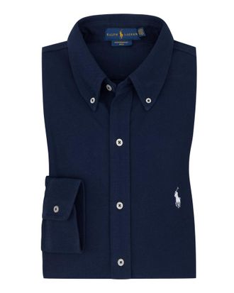 Ralph Lauren Hemd in Piqu&eacute;-Qualit&auml;t mit Poloreiter-Stickerei in