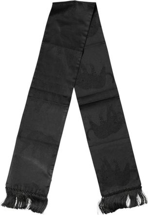 Dolce & Gabbana Homme, Accessoires, Noir, Taille: ONE Size Foulard de cou &agrave; franges en soie satin&eacute;e