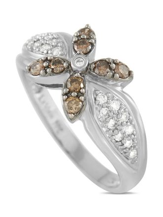 Le Vian bague Flower en or blanc 18ct pavée de diamant - Argent