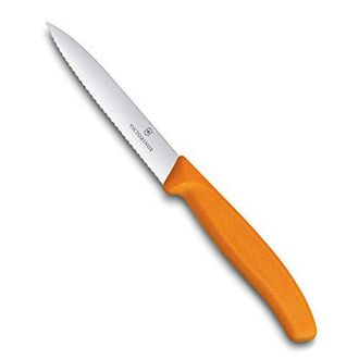 Victorinox by Swiss Army 6.7736.L9 Couteau dOffice avec Lame Pointue/Tranchant dent&eacute;, Acier Inoxydable, Orange, 30 x 5 x 5 cm