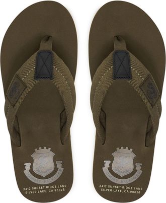 Tommy Hilfiger Zehentrenner Tommy Hilfiger Patch Hilfiger Beach Sandal FM0FM05804 Gr&uuml;n