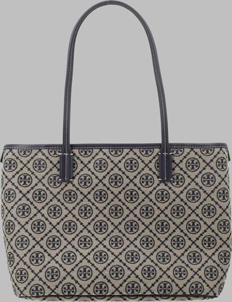 Tory Burch Womens Shoulder Bag T Monogram Blue Cotton Polyester Jacquard