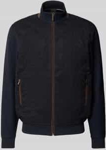 Bugatti Sweatjacke mit Steppn&auml;hten und Rei&szlig;verschluss