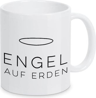 artboxONE Tasse Engel auf Erden von Cristina Castro Moral - Kaffeetasse Typografie