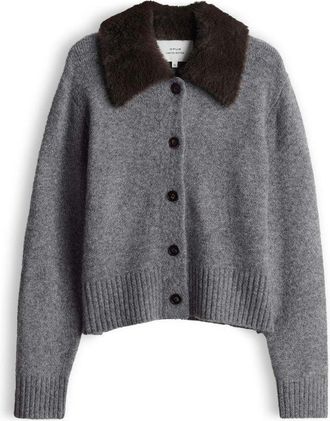 OPUS Strickjacke Dofur aus weichem Strick Verk&uuml;rzte L&auml;nge mit geradem Schnitt und wandelbarem Kragen