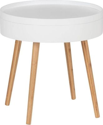WENKO Kaffeetisch finja aus Bambus, rund, wei&szlig; Wenko