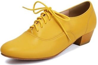 Generic Escarpins Oxford vintage &agrave; bout rond pour femme - Chaussures habill&eacute;es polyvalentes et confortables, jaune, 40.5 EU
