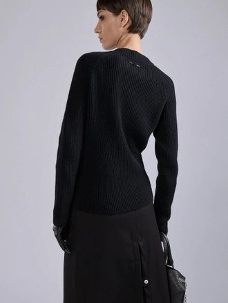 Barbara Bui Ribbed Knit with Zip Detail Sweater - Black