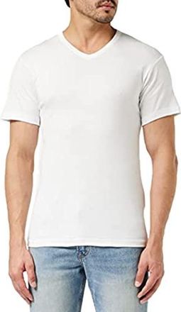Athéna Lot de 4 T-shirts Homme Col V - 100% Coton Bio - Label OEKO-TEX - Maillots de Corps Certification GOTS - Hypoallergénique, Manches Courtes - Blanc, 3 