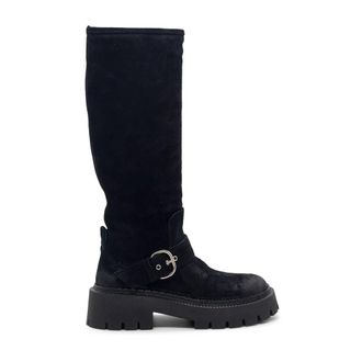 Vic Mati&eacute; H04 Bob - Schwarzer Biker-Stiefel aus Vintage-Kalbsvelours - - Shoes - Damen - Schwarzk - 39 EU