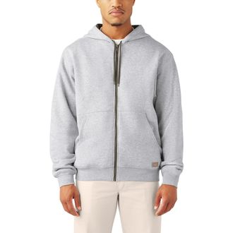 Dickies Herren Full Zip Thermal Lined Fleece Hoodie Kapuzenpullover mit durchgehendem Rei&szlig;verschluss, Thermofutter, Meliert, grau, Small