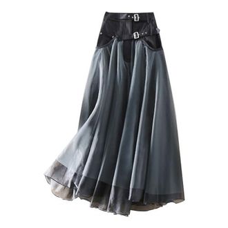 Generic Corset jupe mi-longue pour femme - Taille haute avec ceinture - Jupe de mariage, gris, XL