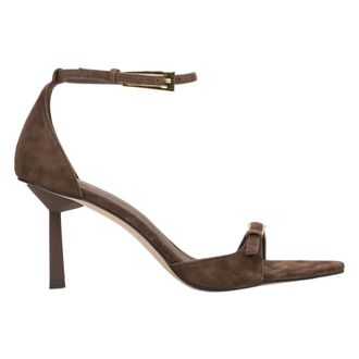 Estro & Luminara Femme, Chaussures, Brun, Taille: 38 EU Sandales &agrave; Talons Aiguilles en Velours avec Boucles D&eacute;coratives