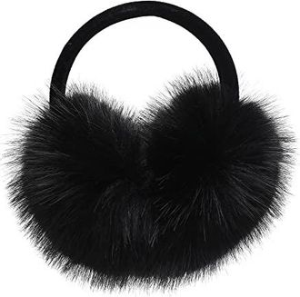 ZLYC Cache-oreilles réglable en fausse fourrure pour femmes/filles, pour lhiver, L Noir, taille unique