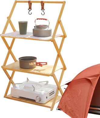Generic Faltbare Campingregale - faltbares Camping-, mehrst&ouml;ckiges Camping- f&uuml;r tragbare Lagerregale, verschlei&szlig;fest, modisch, Faltbarer Picknicktisch, Lagerr