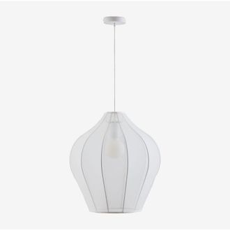 Sklum Sklum - Plafonnier Belisa en m&eacute;tal et tissu Blanc &Oslash;60 cm