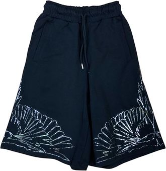 Marcelo Burlon Wings Print Baumwoll-Bermuda-Shorts - - Shorts - Damen - Schwarzk - S