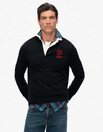 Superdry Vintage Athletic - Top style rugby en jersey - Bleu marine &eacute;clipse