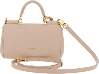 Dolce & Gabbana Womens Mini Crossbody Bag My Sicily Pink Leather Cotton Shoulder