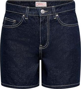 Only Onlphine DNM Noos Short en Jean avec Coupe Normale avec Fermeture à Boutons et Poches Avant, Bleu foncé Denim, XL Femme