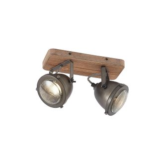 Lindby Strahler Farovi (Vintage, Industriell) in Schwarz aus Holz (2 flammig GU10) - Deckenlampe Deckenleuchte Lampe Spot Wohnzimmerleuchte