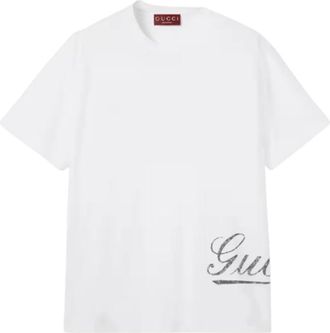 Gucci Baumwolljersey-T-Shirt mit Print - - Tops - Herren - Wei&szlig; - M