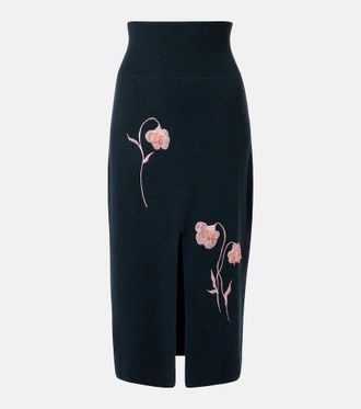 Erdem Verzierter Midirock mit Blumen-Applikation