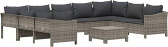 vidaXL Vidaxl - Salon de jardin 10 pcs avec coussins Gris R&eacute;sine tress&eacute;e