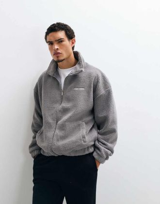 Pegador Pegador alto veste polaire zipp&eacute;e en teddy grise