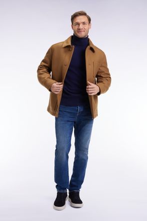 Eden Park Surchemise En Twill De Laine Camel &Agrave; Poches Plaqu&eacute;es