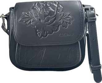 Zerimar Petit sac bandoulière en cuir naturel | Sac à bandoulière | Sac bandoulière décontracté | Anthracite | Dimensions : 19x19x8