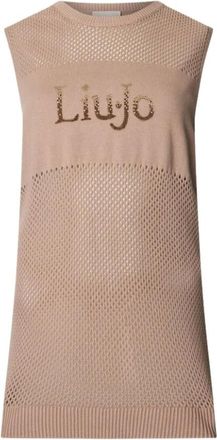Liu Jo Femme, Tops, Beige, Taille: 38 FR Haut en Maille Ajour&eacute;e