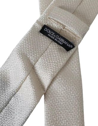 Dolce & Gabbana Off White Silk Adjustable Necktie Men Tie
