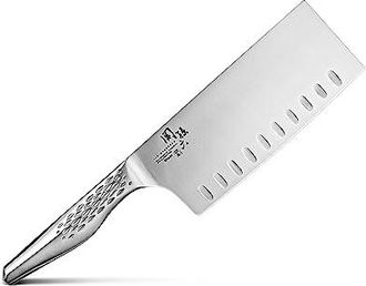 Kai Seki Magoroku Shoso Couteau de Chef Chinois 16,5 cm - Acier Inoxydable 5CR15MoV 56 (±1) HRC - Convexe - Manche en Acier Inoxydable 18-8 avec Motif en 