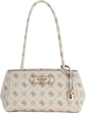 Guess sac à épaule Carrie Logo Girlfriend Shoulder Satchel Bag Vanilla Logo écru