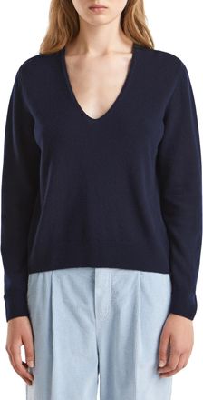 Benetton Damen Maglia Scollo V M/L 1002d401y Pullover, blau, XL
