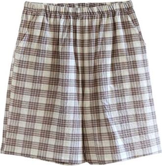 Generico Short d&eacute;t&eacute; en lin en coton et short l&eacute;ger respirant confortable Bermuda de couleur unie d&eacute;contract&eacute; pour homme avec cordon de serrage et poches courte