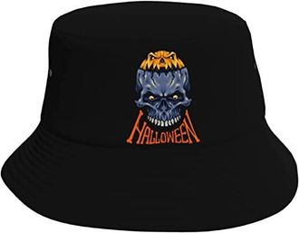 Generic Mode Seau Chapeau Crâne de Citrouille dhalloween Pecheur Chapeaux Casual Extérieur Casquette pour Outdoor Randonnée pêche