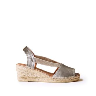 Toni Pons Damen Espadrille aus Leder - TEIDE-P - Platin, 35 EU
