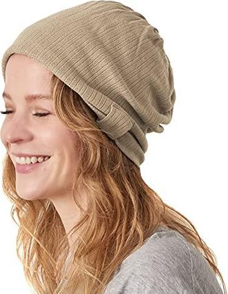 Charm by Casualbox Chapeau Femme Bonnet Homme Slouchy - Beanie Ete de 100% Coton Casquette Chimio Bonnet Nuit Tombant Léger Beige