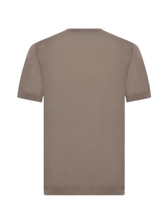low brand Mens Ribbed Crewneck Sweater Beige Cotton