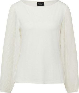 s.Oliver Langarmshirt T-Shirt Viskosemix-Shirt mit Plissee-&Auml;rmeln