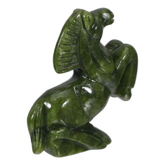 Cabilock Jadestatue Pferd aus S&uuml;dlicher Jade Chinesische Tierkreisfigur Feng Shui Dekoration f&uuml;r Zuhause und B&uuml;ro Kleine Pferdeskulptur mit Glatter Oberfl&auml;che