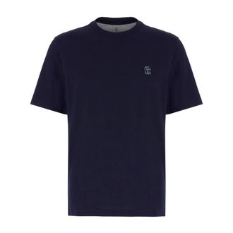 Brunello Cucinelli L&auml;ssiges Baumwoll T-Shirt f&uuml;r M&auml;nner - - Tops - Herren - Blau - L