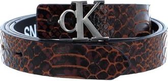 Calvin Klein CKJ Reversible Skinny Mono Belt W90 Snake Chocolate/Logo
